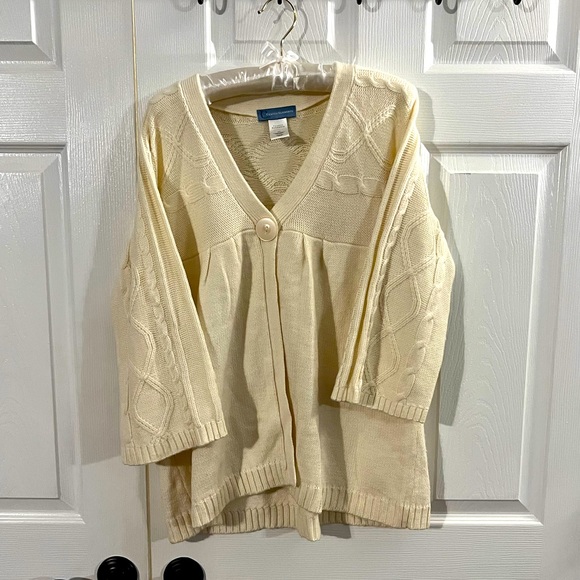 Sweaters | One Button Sweater Large Cable Knit Wide Arms Flowy ...